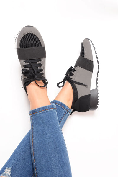 Black and Grey Mesh Two Toned Panel Trainers - Rylan – Rebellious ...